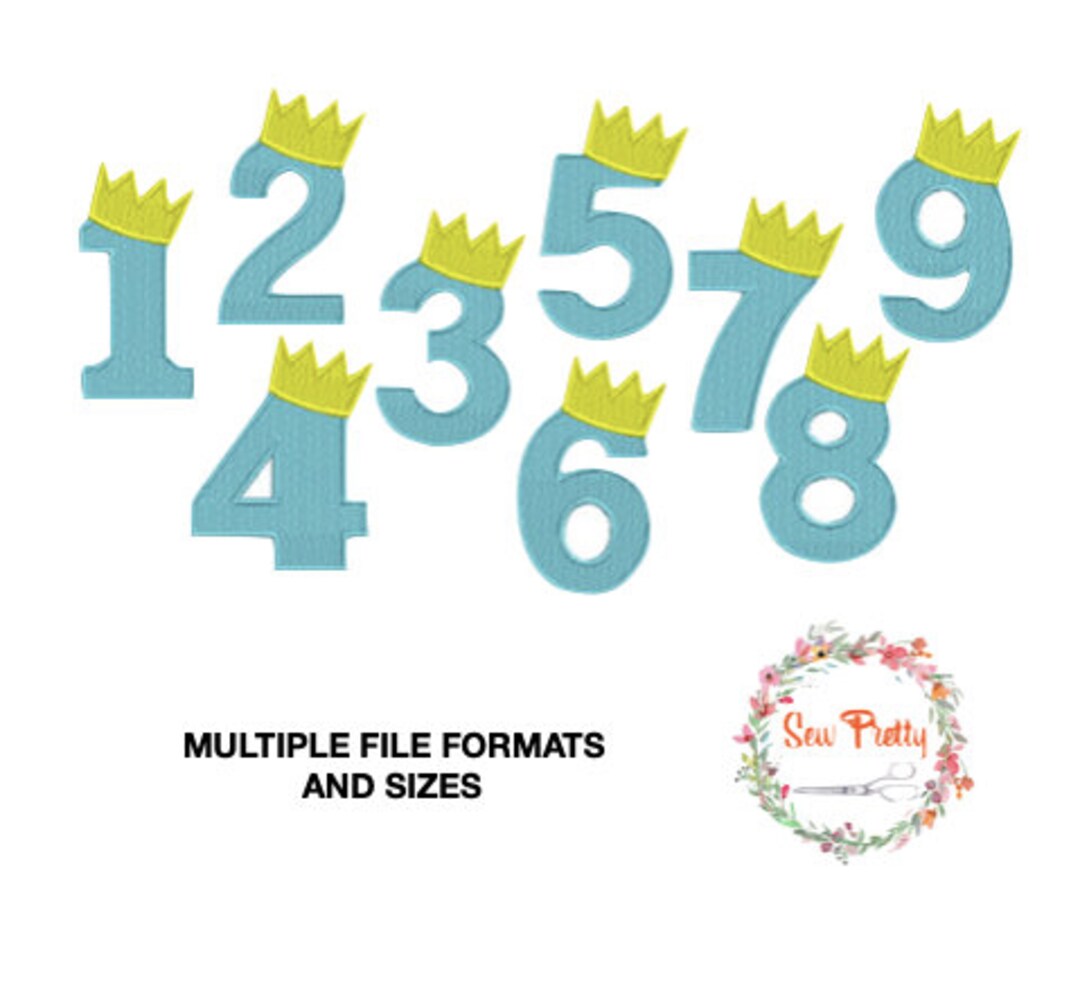 Birthday Embroidery File Numbers Prince Princess - Etsy