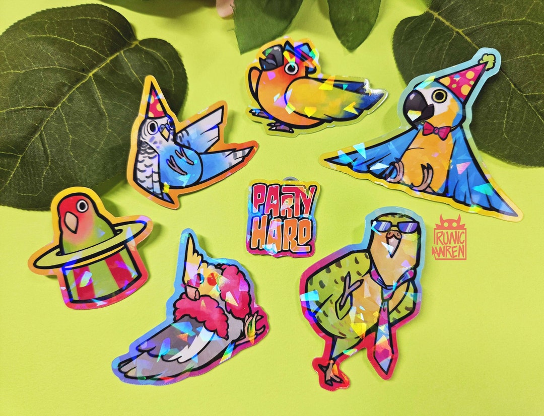 Party Parrot Sticker Set Holographic - Etsy