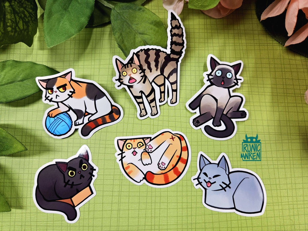 Silly Cat Sticker Set - Etsy