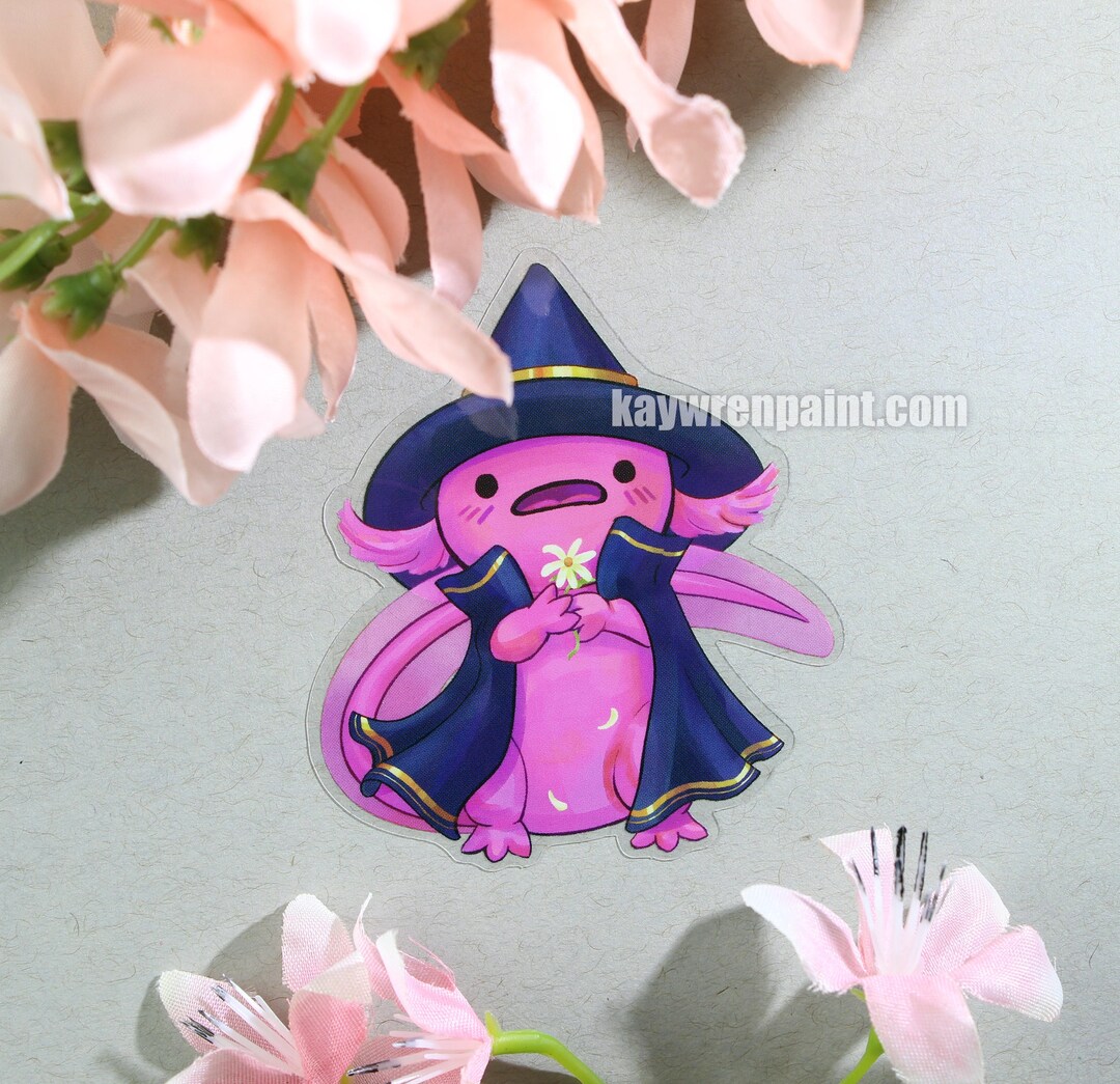 Axolotl Wizard Sticker Clear Border - Etsy