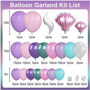 Mermaid Balloon Garland Kit 8FT Pink Purple Green Cyan Latex, Mermaid ...