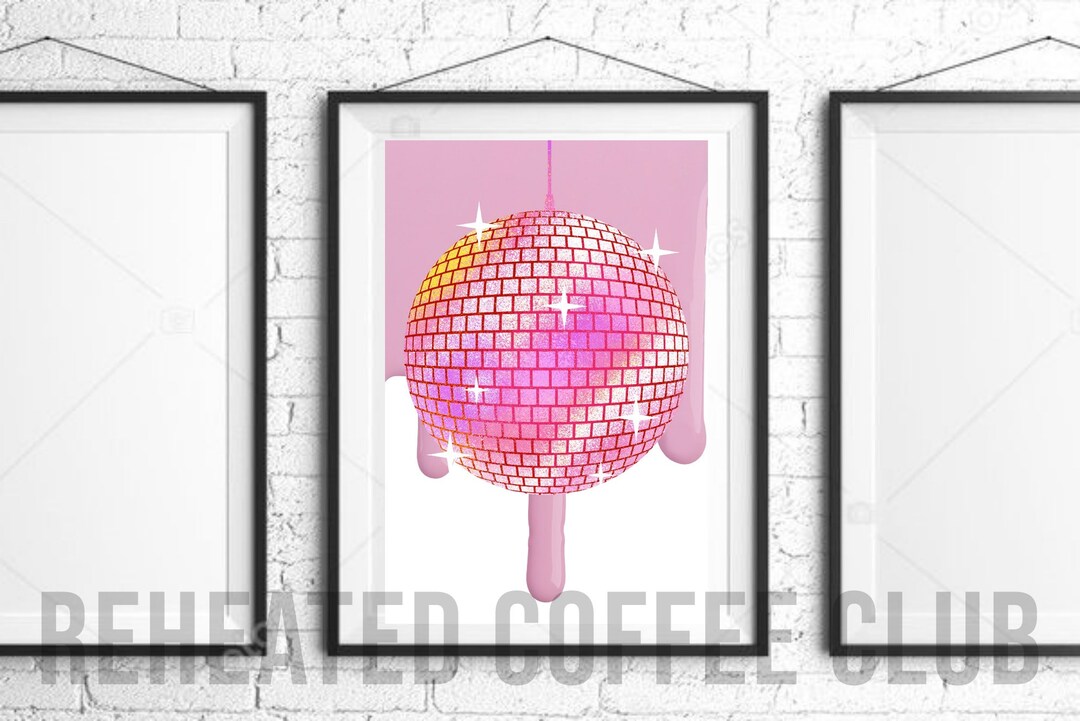 Dripping Disco Ball Print Digital Download Pink Cute-retro Aesthetic ...
