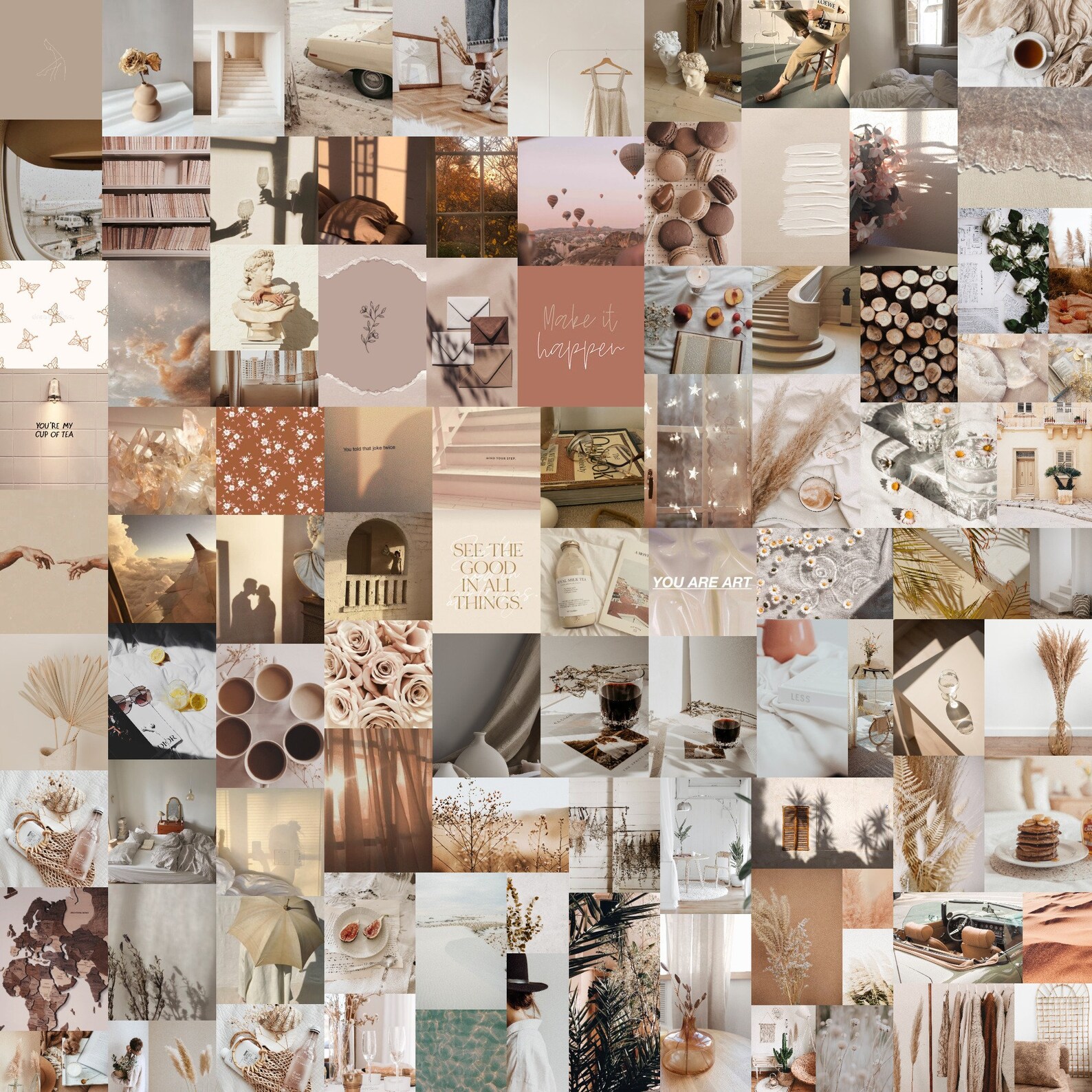 Neutral Aesthetic Wall Collage Set of 100 Ready to Download - Etsy