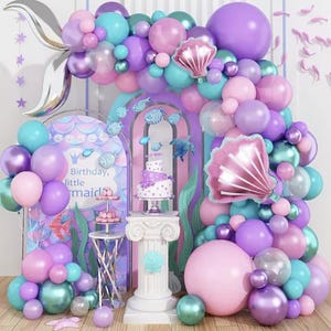 Mermaid Balloon Garland Kit 8FT – Pink Purple Green Cyan Latex, Mermaid ...