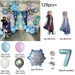 129pc Frozen Themed Balloon Kit- Blue Purple Snowflake Foil Balloons ...