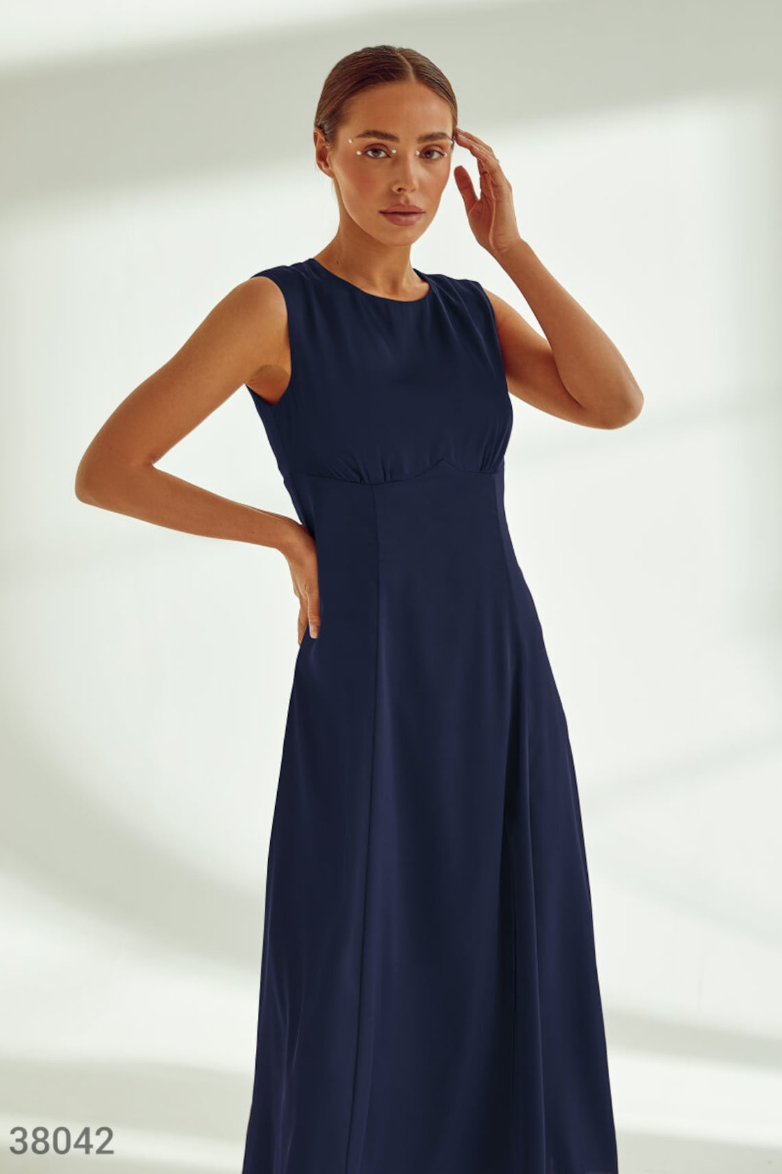 Dunkelblau Seide Midi Kleid tief blau Seide Kleid dunkel | Etsy