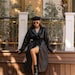 Black Faux Leather Trench Coat for Women, Classic Black Faux Leather ...