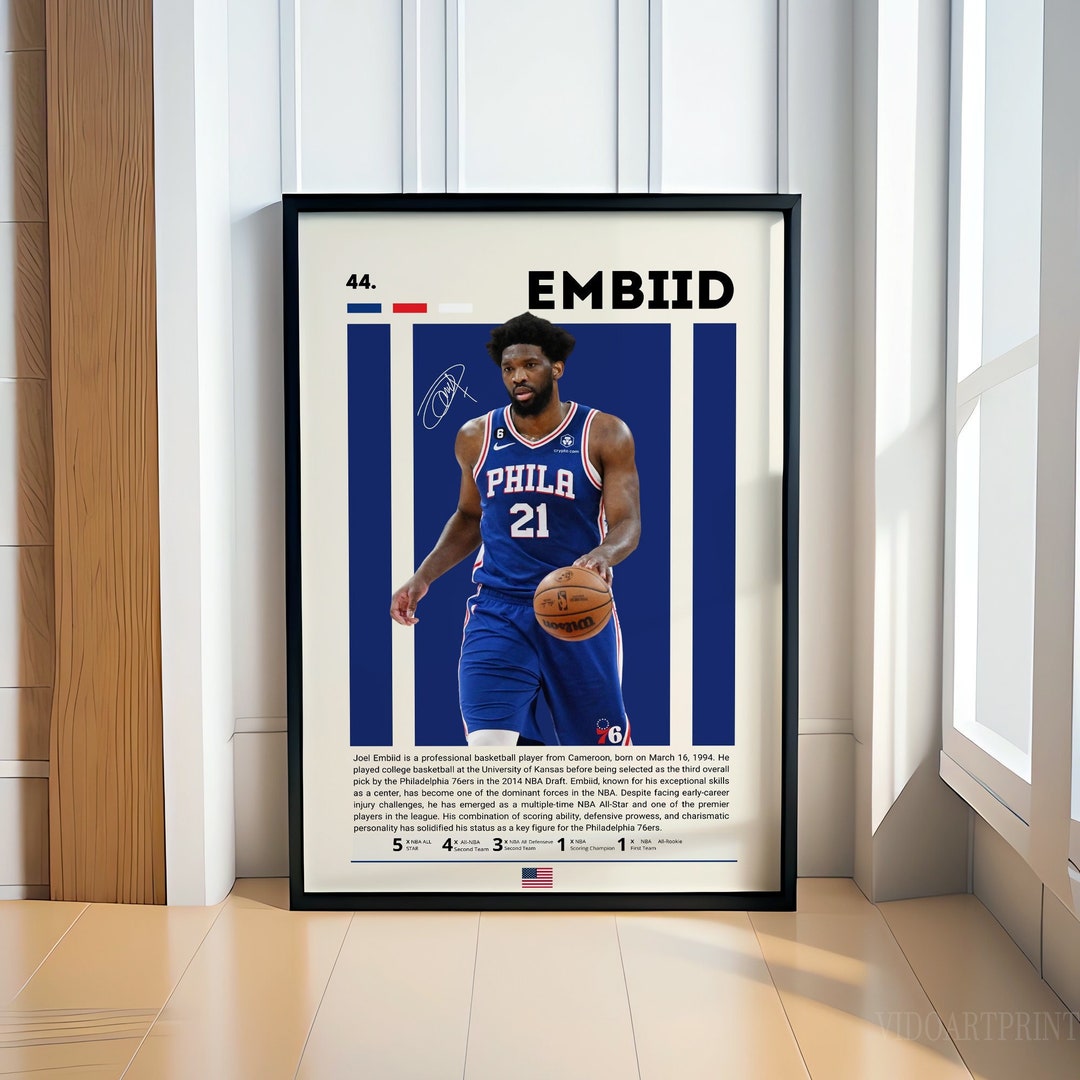 Joel Embiid Poster, Basketball Poster, Philadelphia 76ers Poster ...