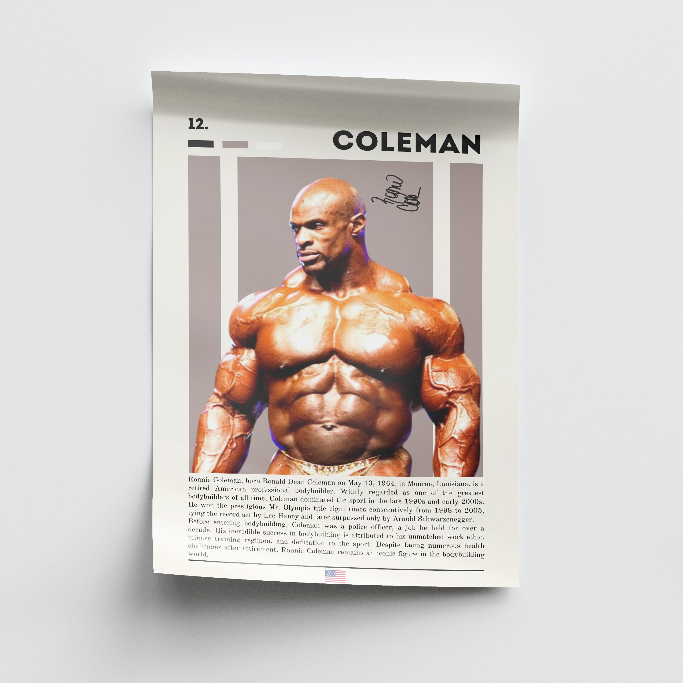 Ronnie Coleman Poster, Digital Bodybuilding Poster, Sports Poster ...