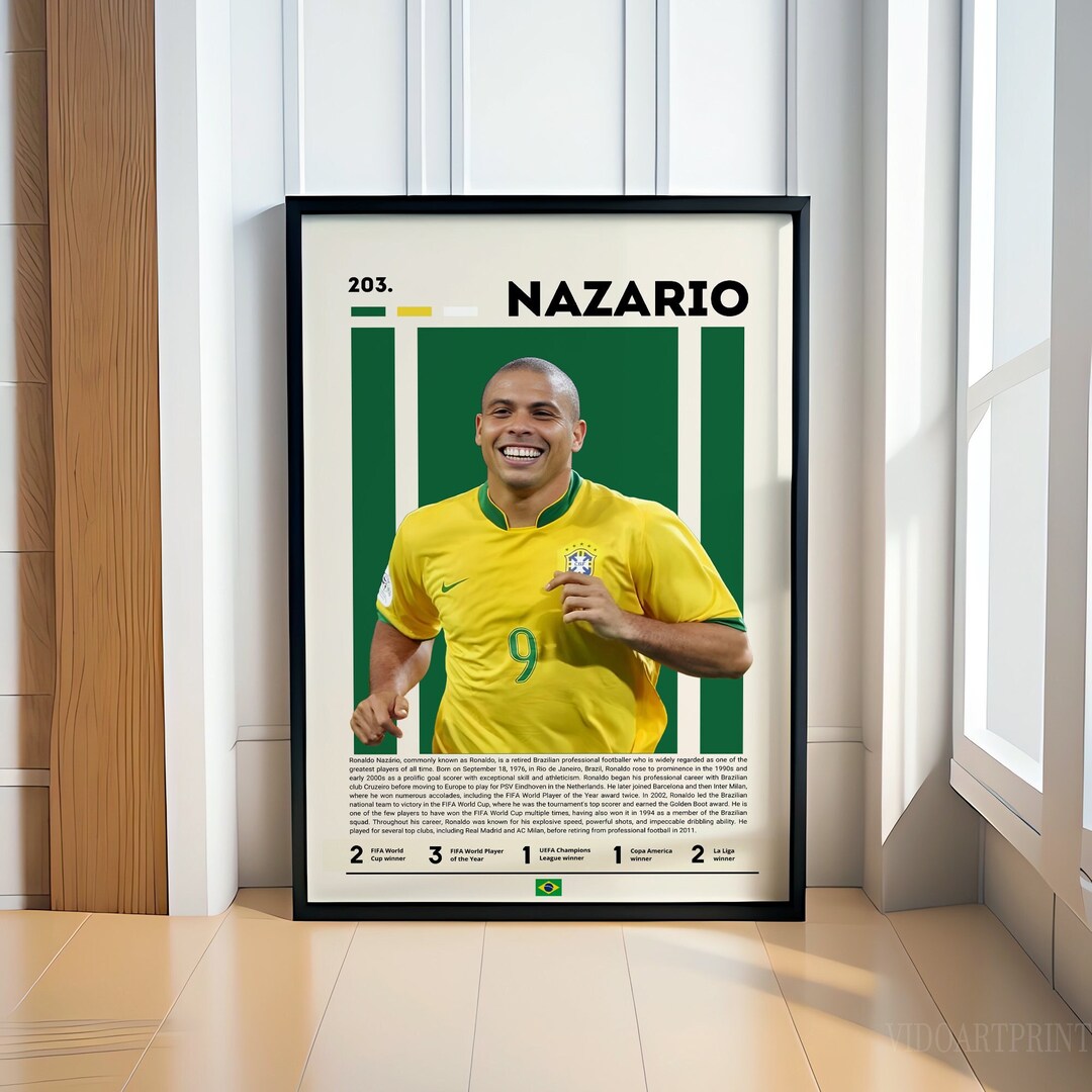 Ronaldo Nazario Poster, Soccer Poster, Sports Poster, Motivational ...