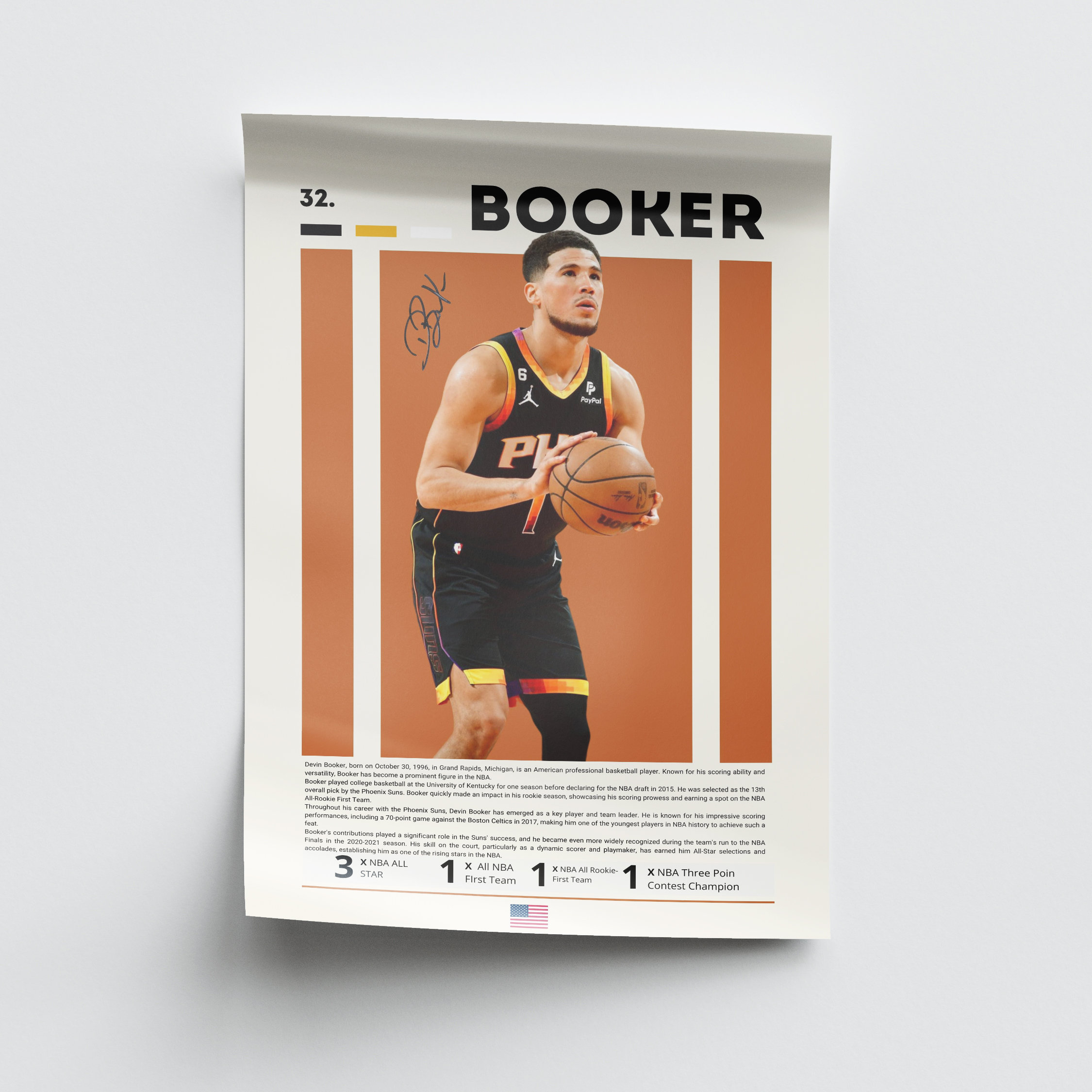 Devin Booker Poster, Basketball Poster, Phoenix Suns Poster ...