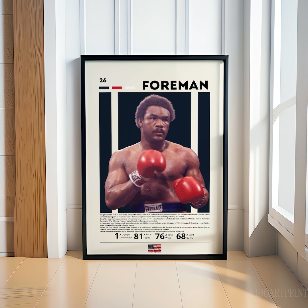 Ceorge Foreman Poster, Boxing Poster, Sports Poster, Motivational ...