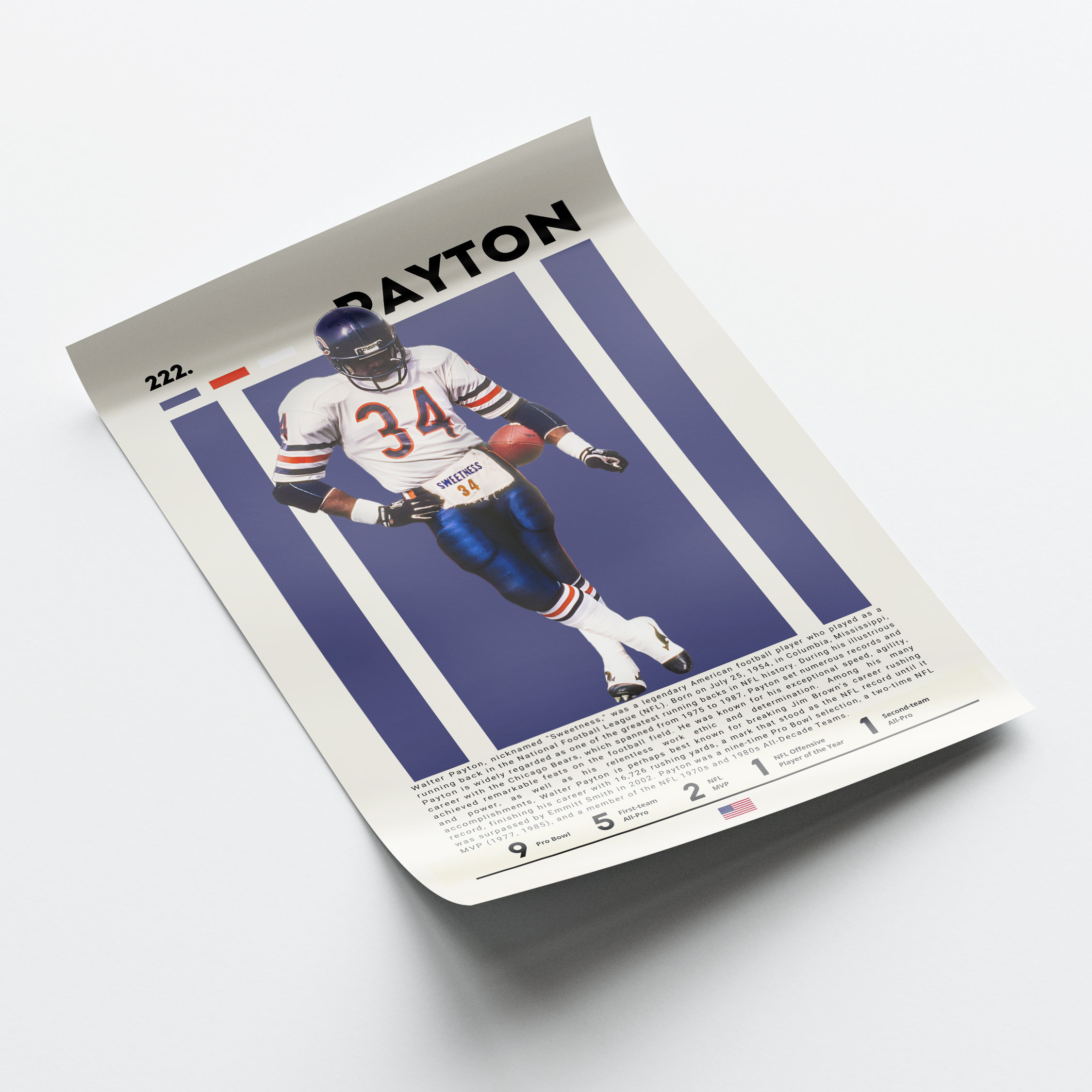 Walter Payton Poster, Football Poster, NFL Poster, Sports Poster ...