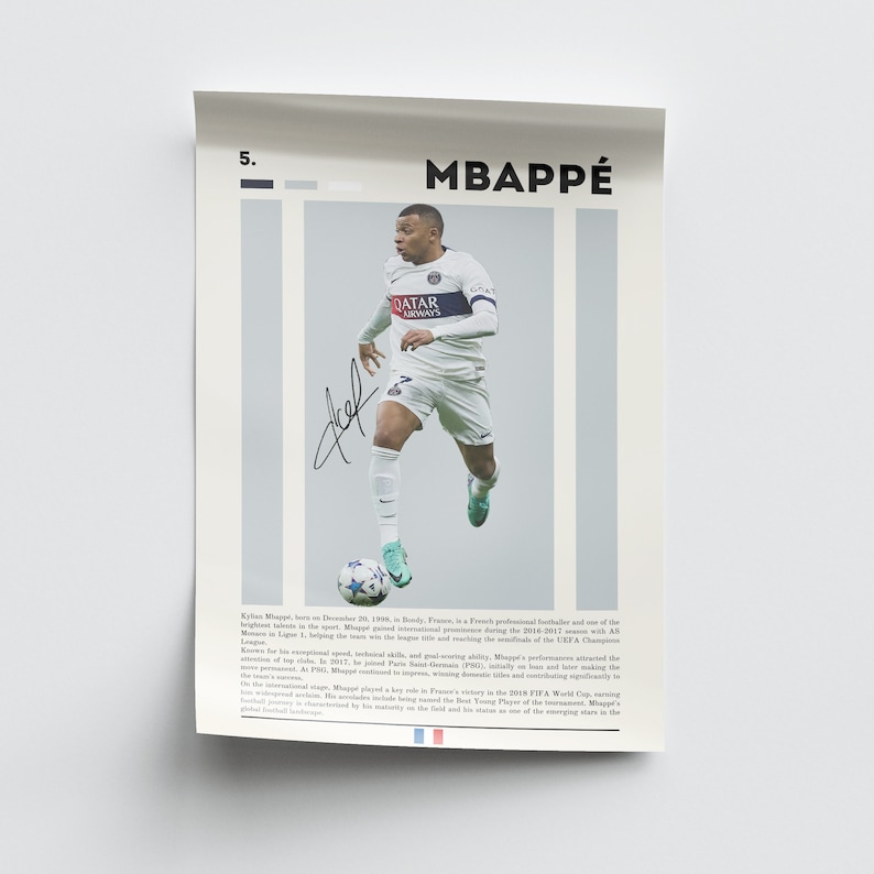 Kylian Mbappé Poster, Paris Saint Germain Geschenk, Fußball Geschenke ...