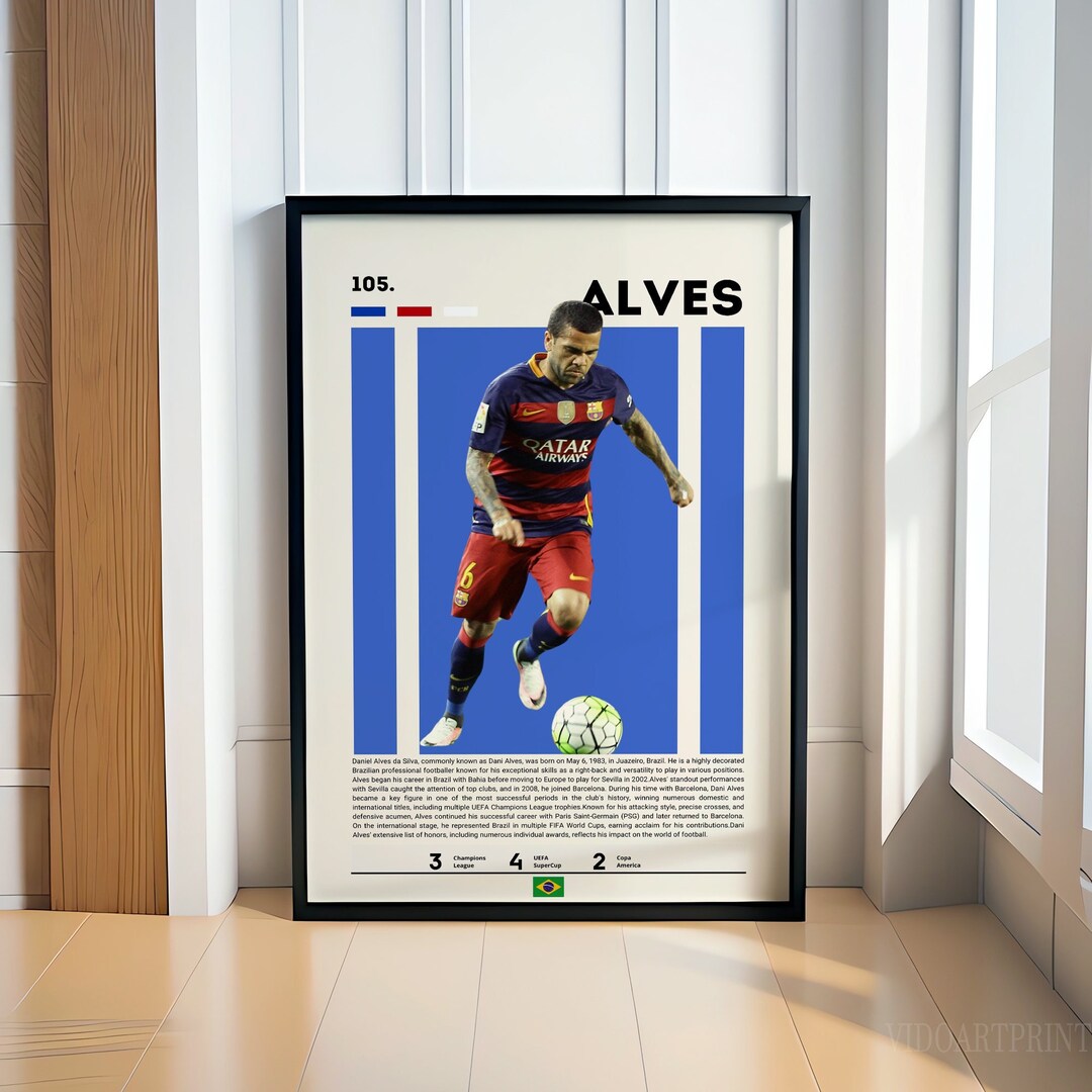 Daniel Alves Poster, Soccer Poster, Sports Poster, Motivational Poster ...