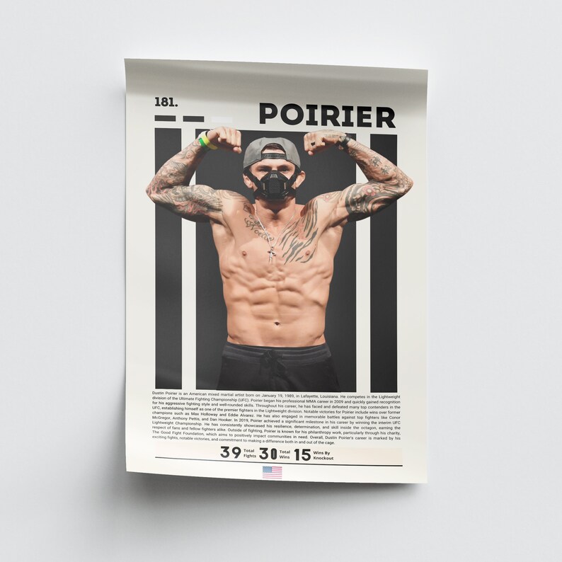 Dustin Poirier Poster, MMA Poster, Sports Poster, Motivational Poster ...