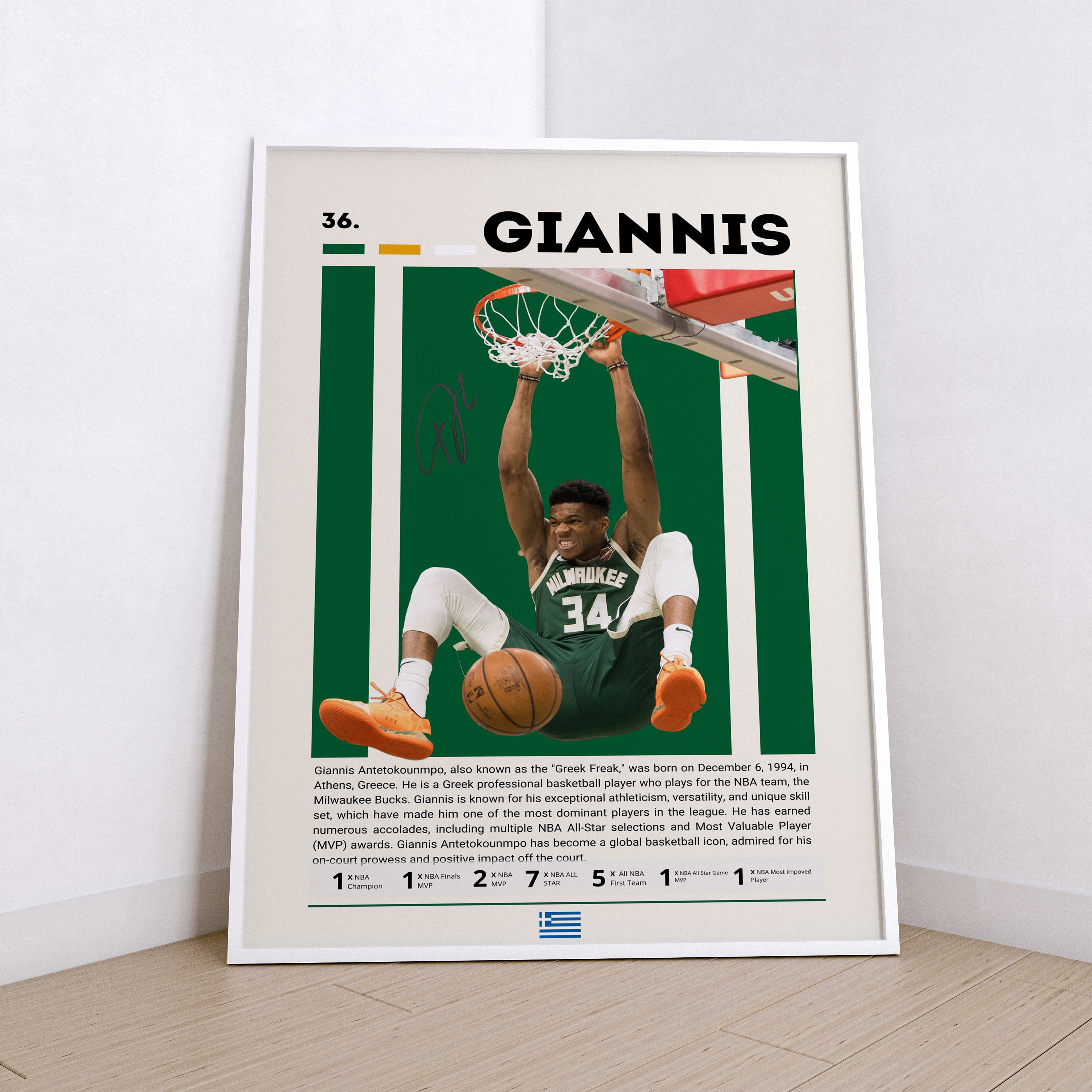 Giannis Antetokounmpo Poster, Basketball Poster, Milwaukee Bucks Poster ...