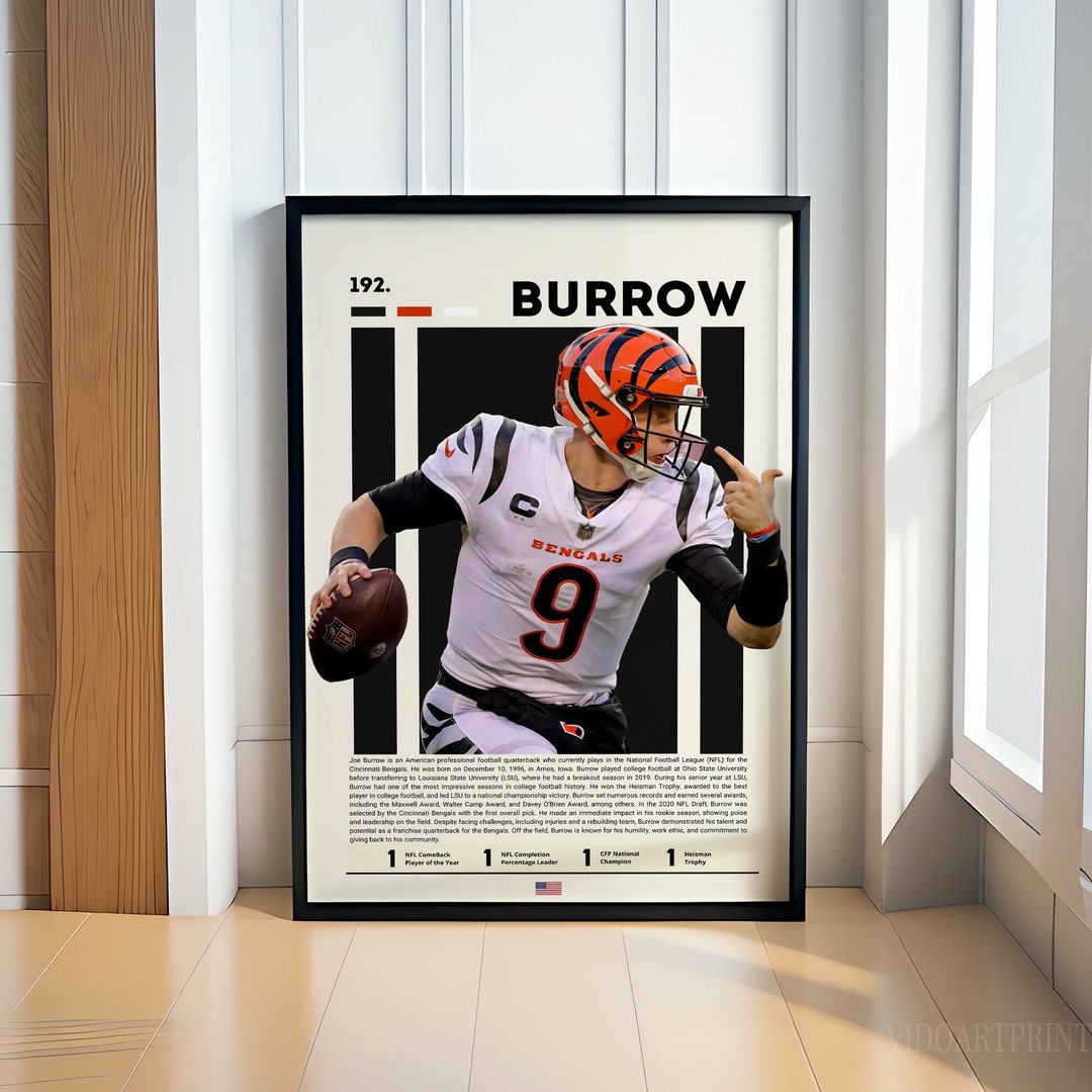 Joe Burrow Poster, Football Poster, NFL Poster, Sports Poster, Football ...