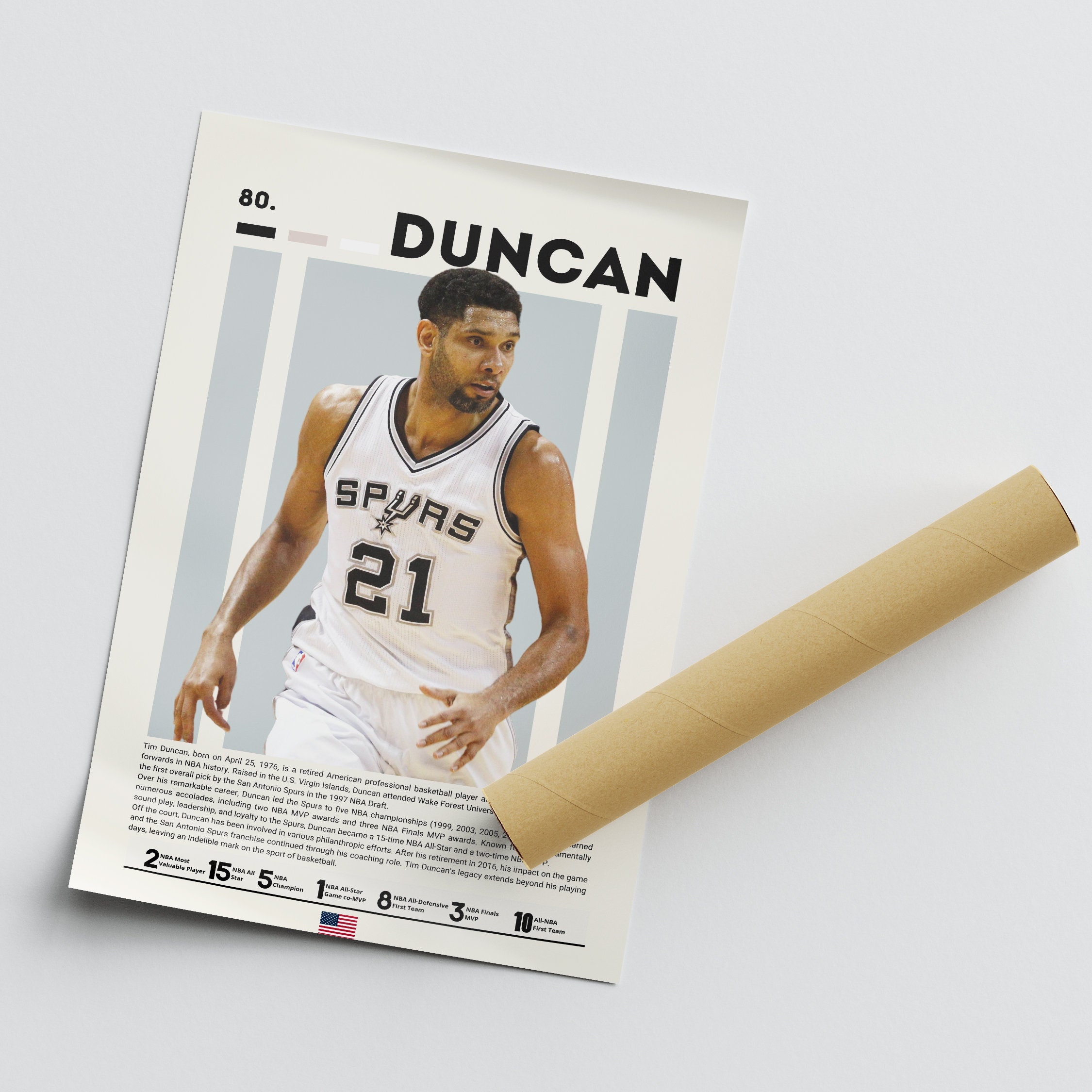 Tim Duncan Poster, Basketball Poster, San Antonio Spurs Poster ...