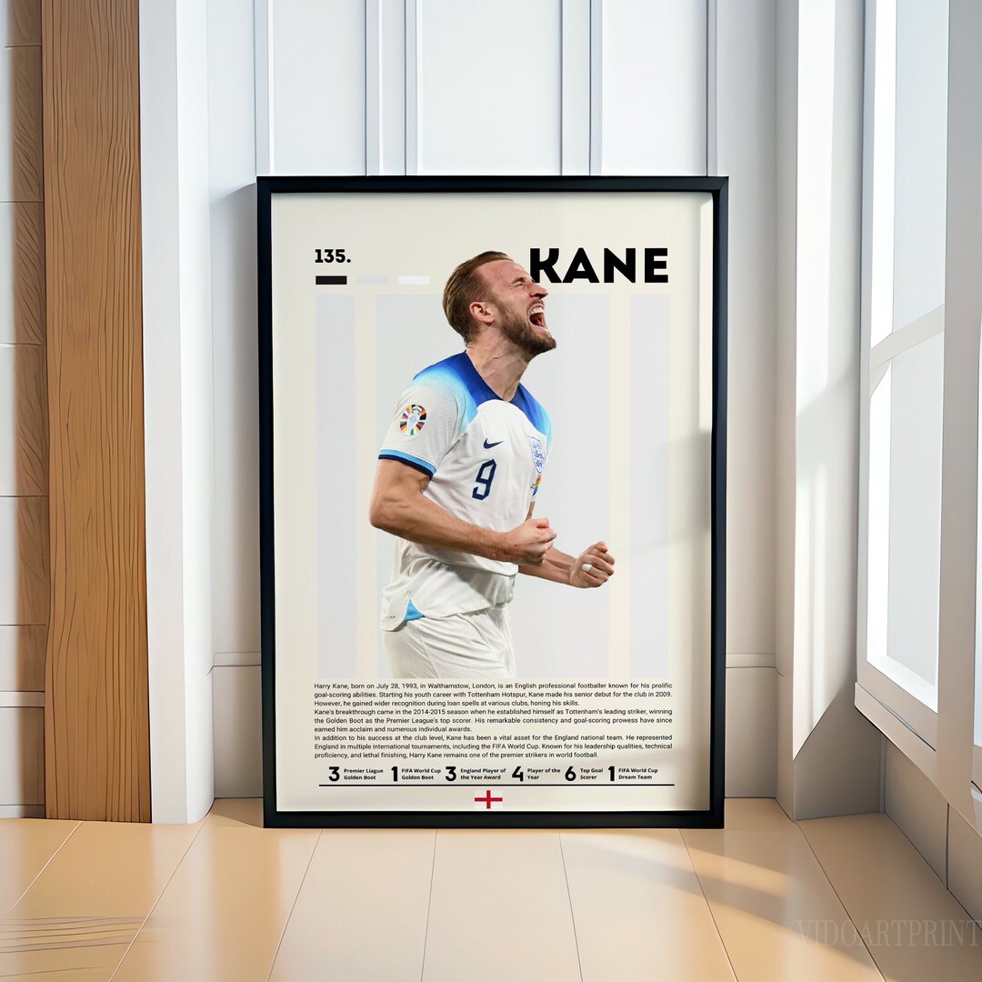 Harry Kane Poster, Digital Soccer Poster, Sports Poster, Motivational ...