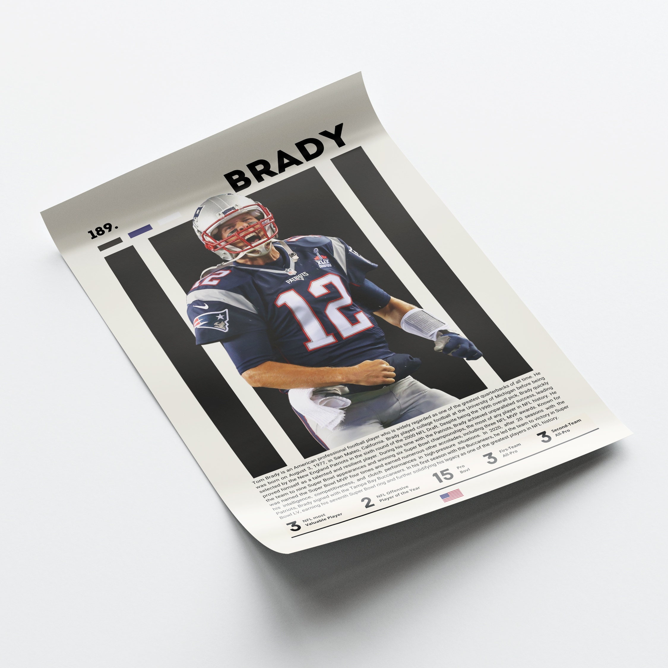Tom Brady Poster, Football Poster, NFL Poster, Sports Poster, Football ...