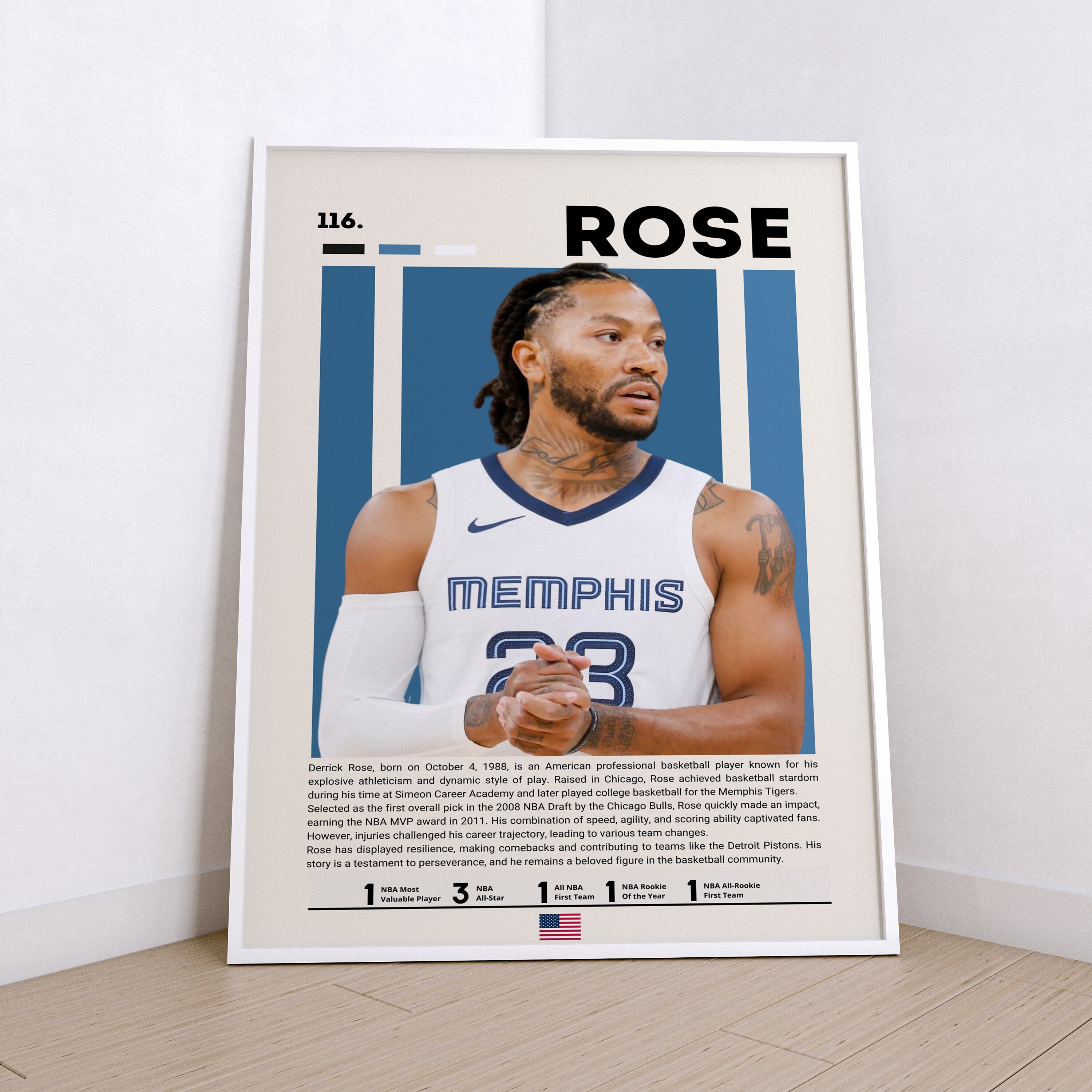 Derrick Rose Poster, Basketball Digital Poster, Sports Poster ...