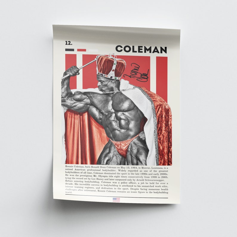 Ronnie Coleman Poster, Bodybuilding Poster, Sports Poster, Motivational ...