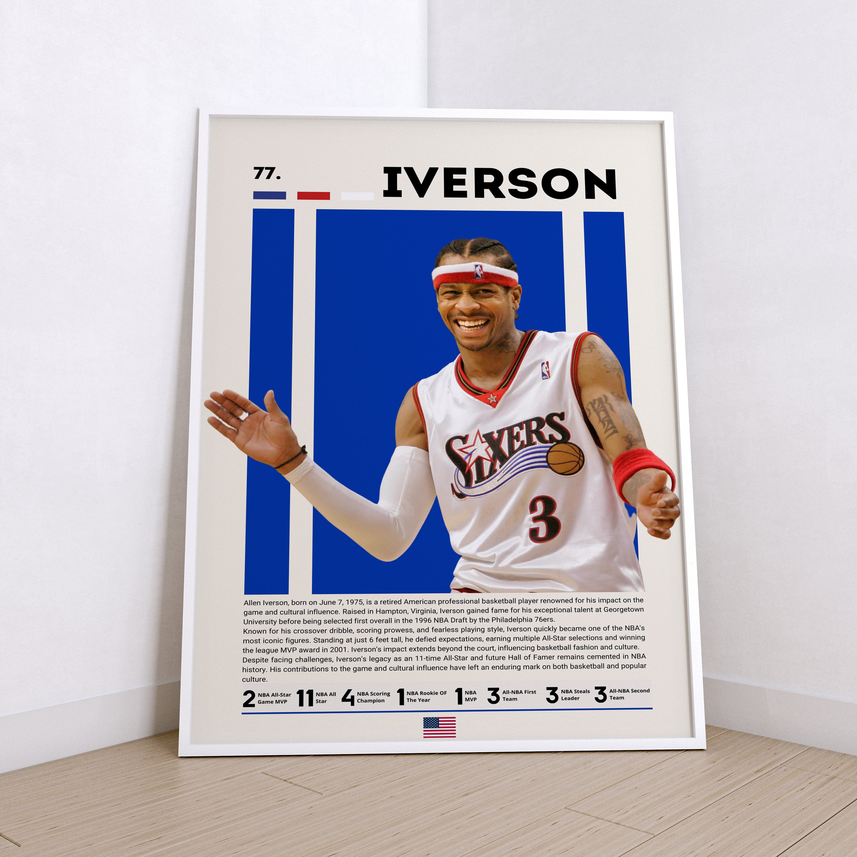 Allen Iverson Poster, Basketball Poster, Sports Poster, Motivational ...