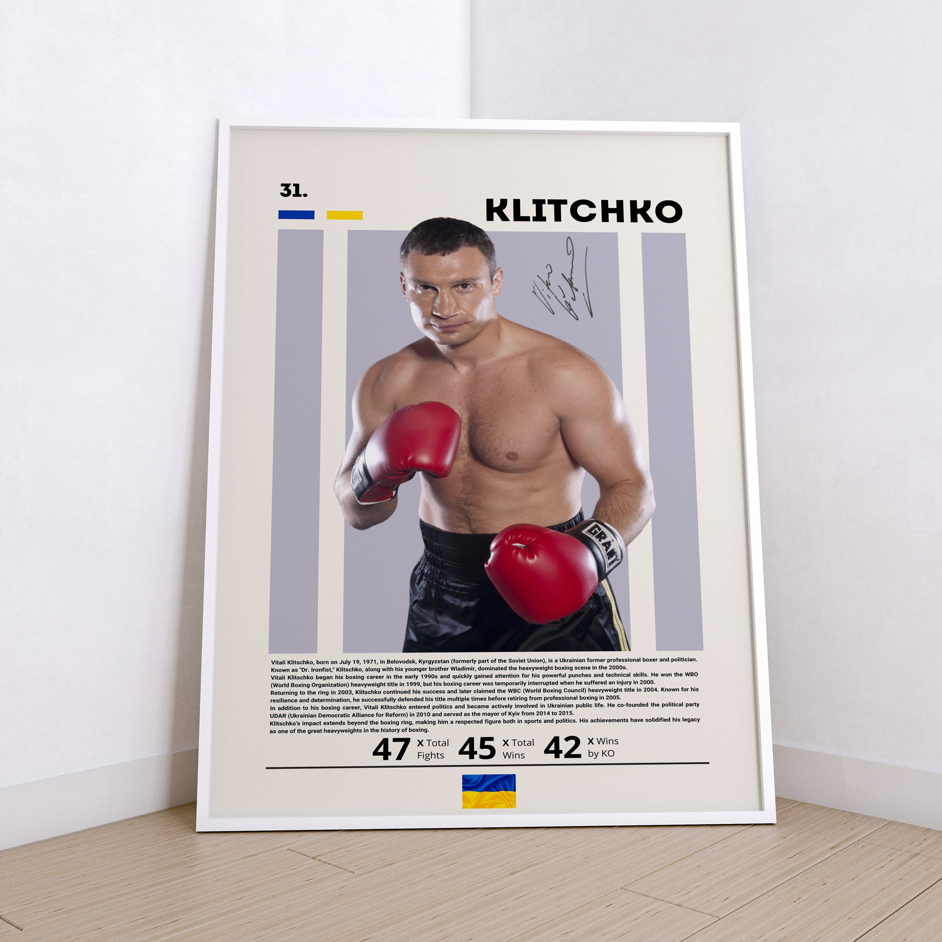 Vitaliy Klichko Poster, Boxing Poster, Sports Poster, Motivational ...