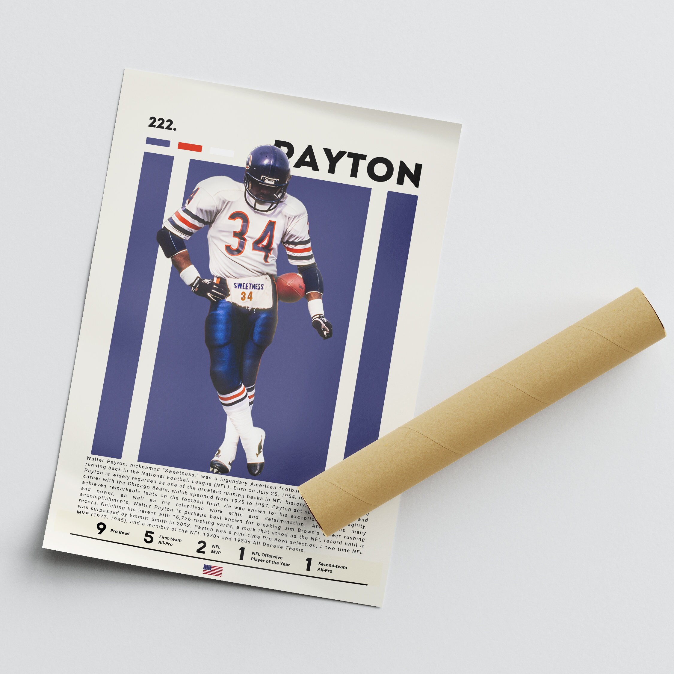 Walter Payton Poster, Football Poster, NFL Poster, Sports Poster ...
