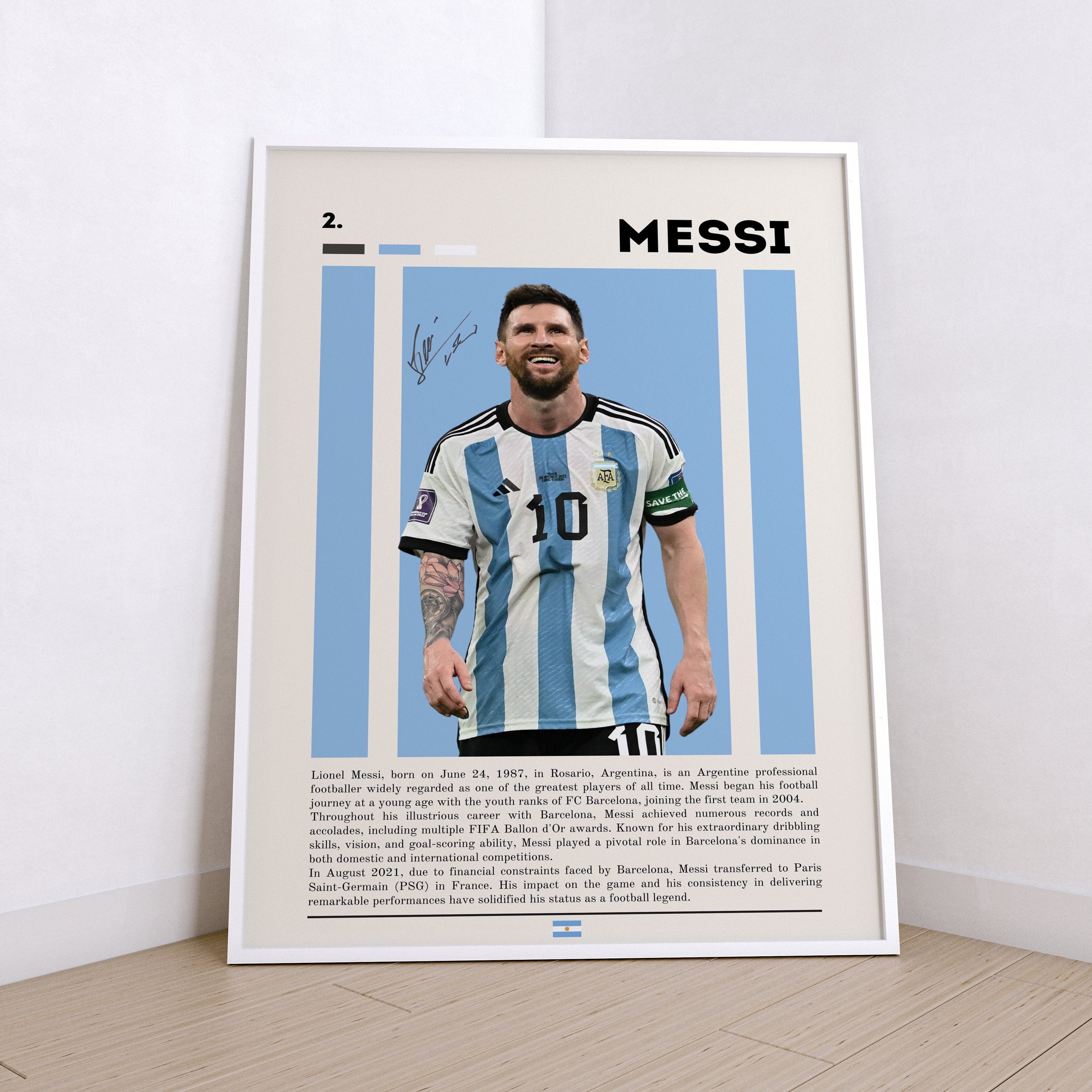 Lionel Messi Soccer Poster, Unique Football Player Art, Sports Bedroom ...