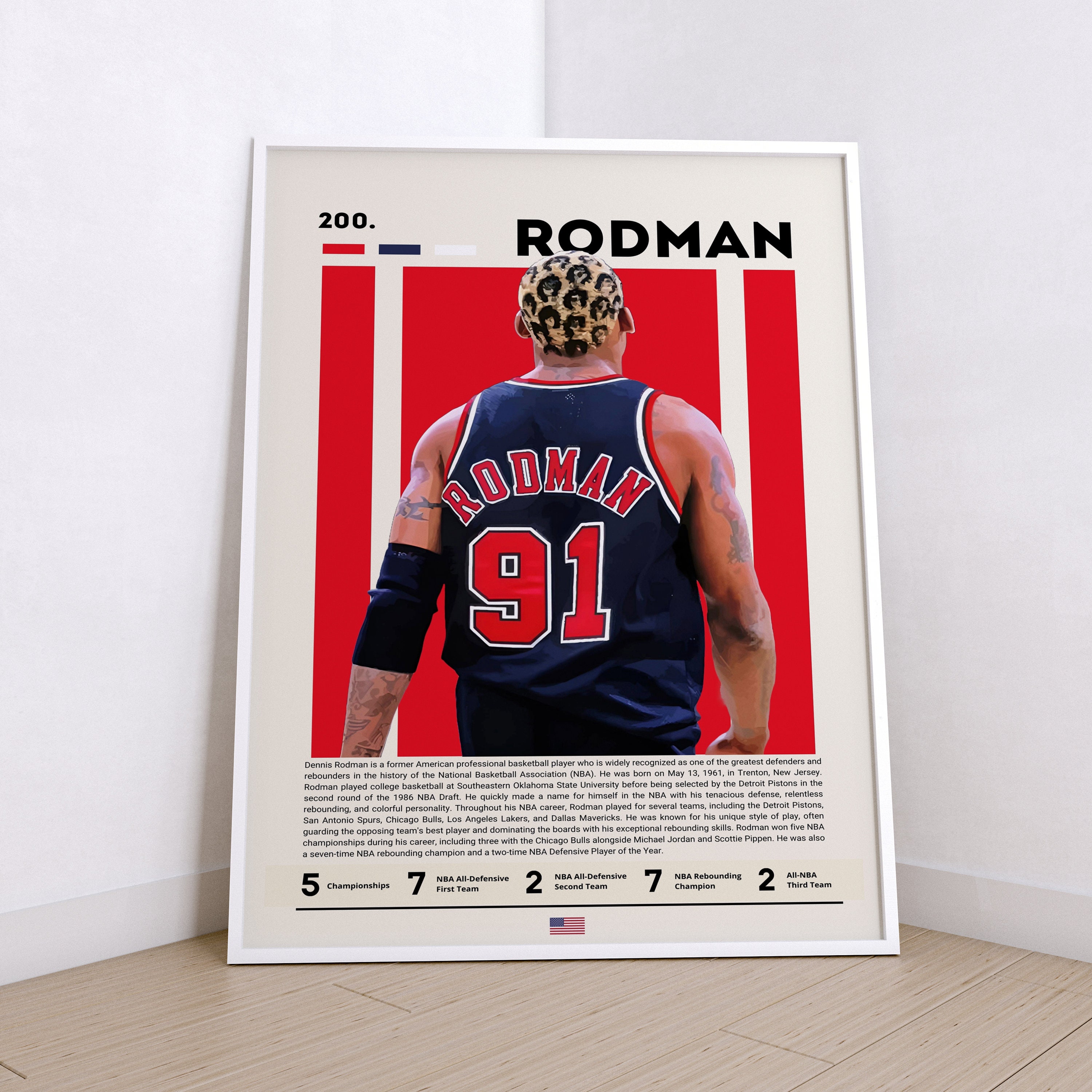 Dennis Rodman Poster, Basketball Legends Poster, Sports Poster ...