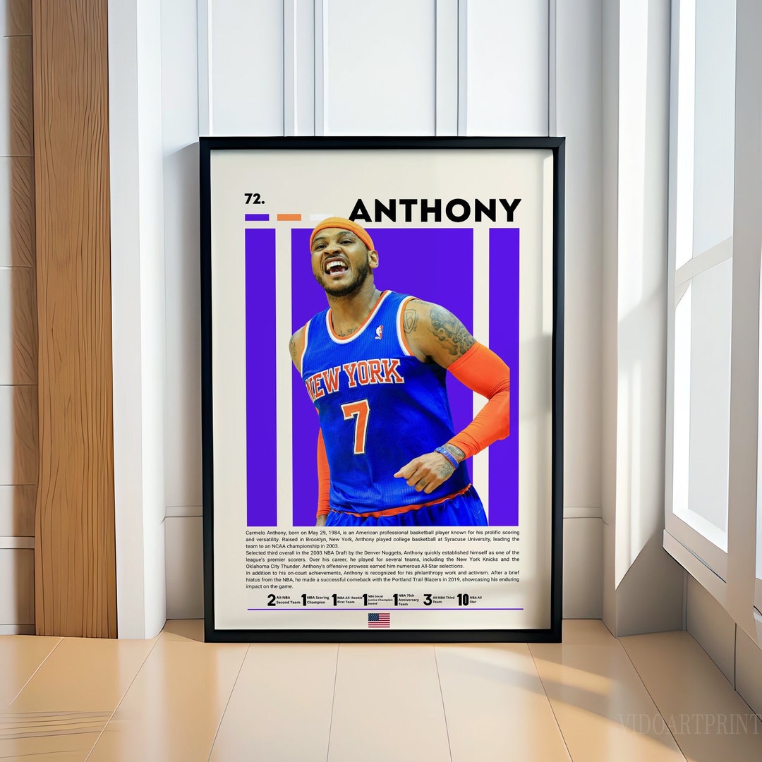 Carmelo Anthony Poster, Basketball Poster, Sports Poster, Motivational ...