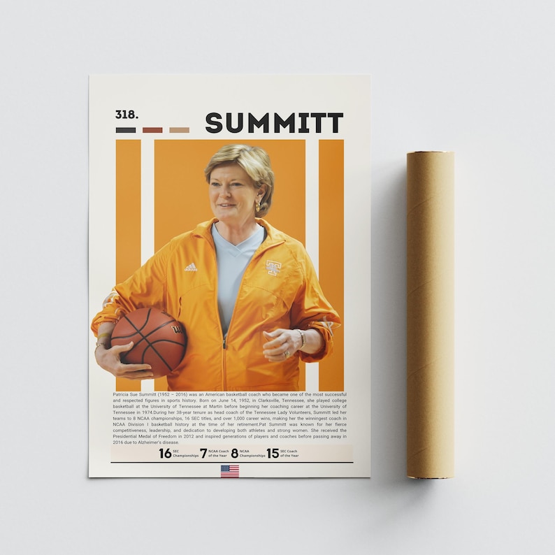 Patricia Susan Summitt Poster, Basketball Poster, Basketball Print ...