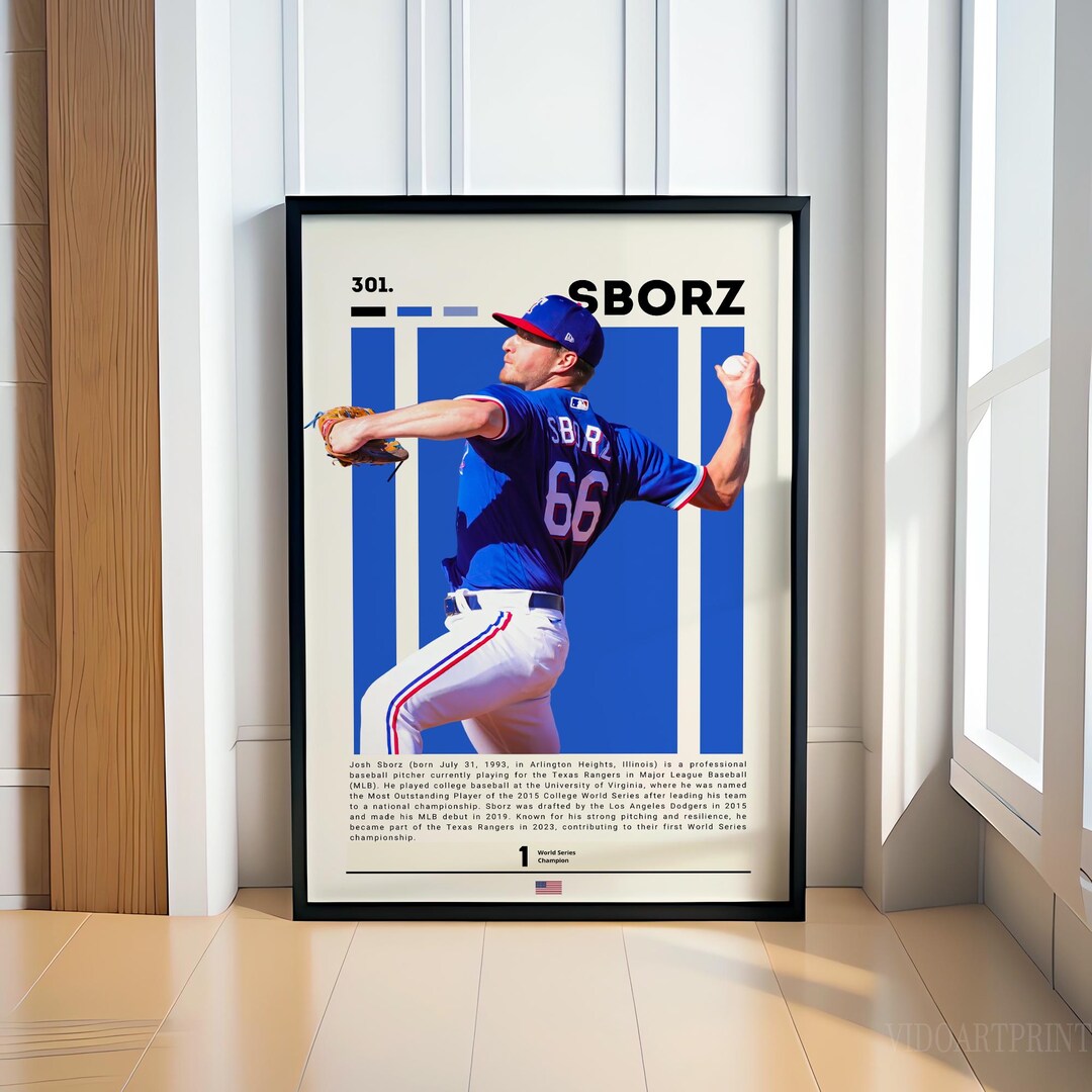 Josh Sborz Poster, Baseball Prints, Sports Poster, Baseball Player Gift ...