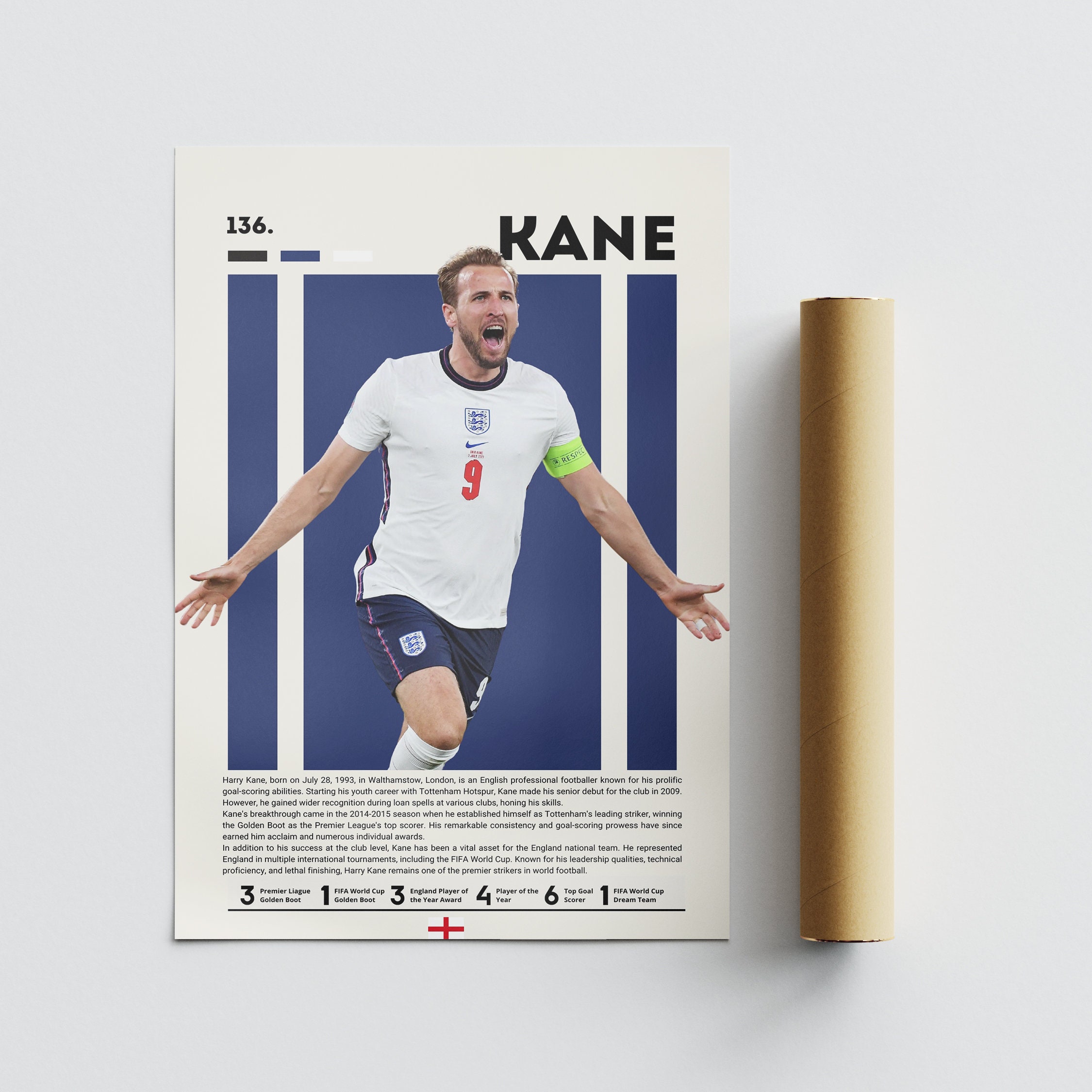 Harry Kane Poster, Digital Soccer Poster, Sports Poster, Motivational ...