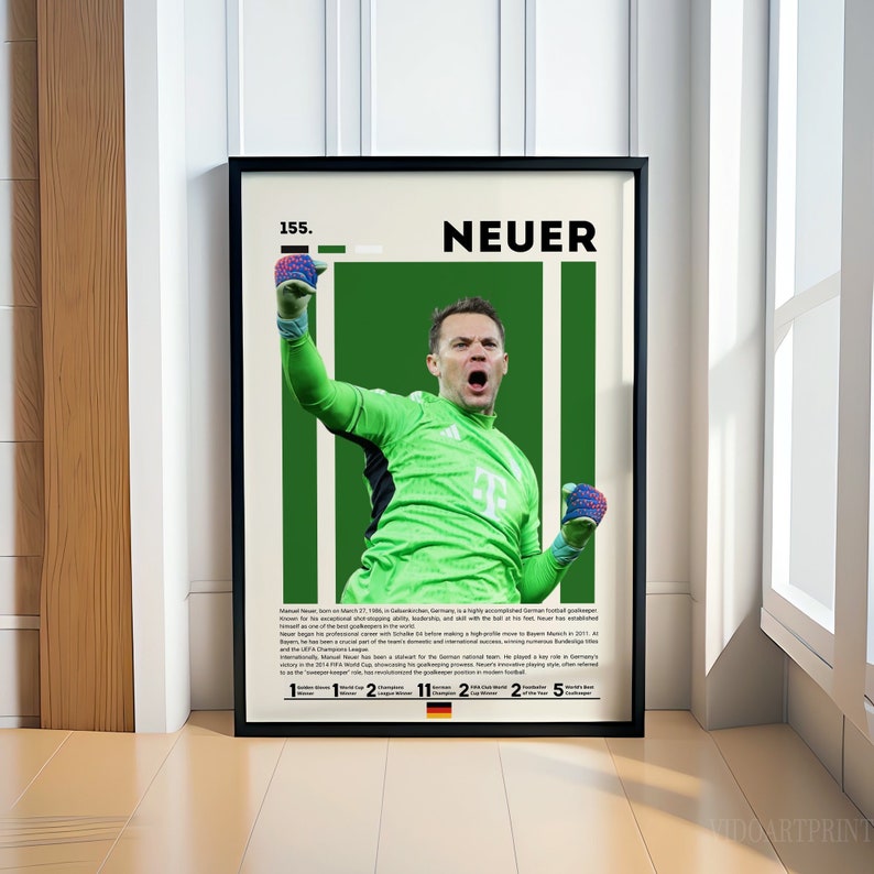 Manuel Neuer Poster, Digital Soccer Poster, Sports Poster, Motivational ...