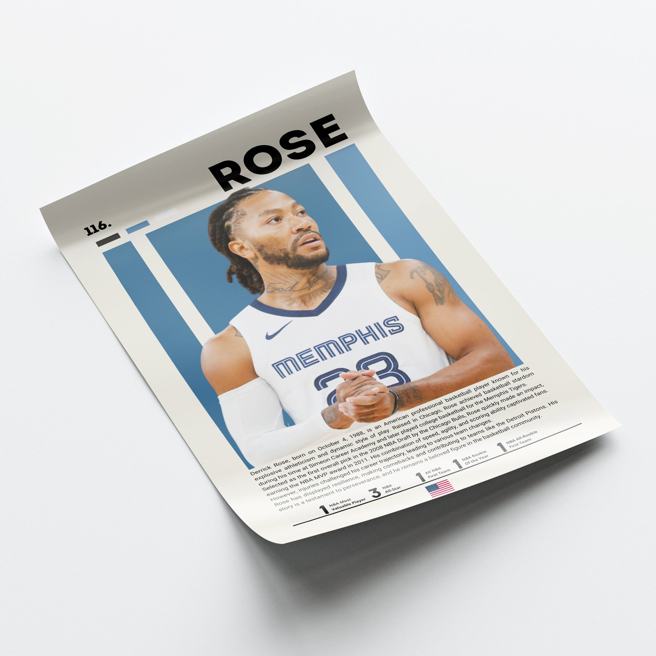 Derrick Rose Poster, Basketball Digital Poster, Sports Poster ...