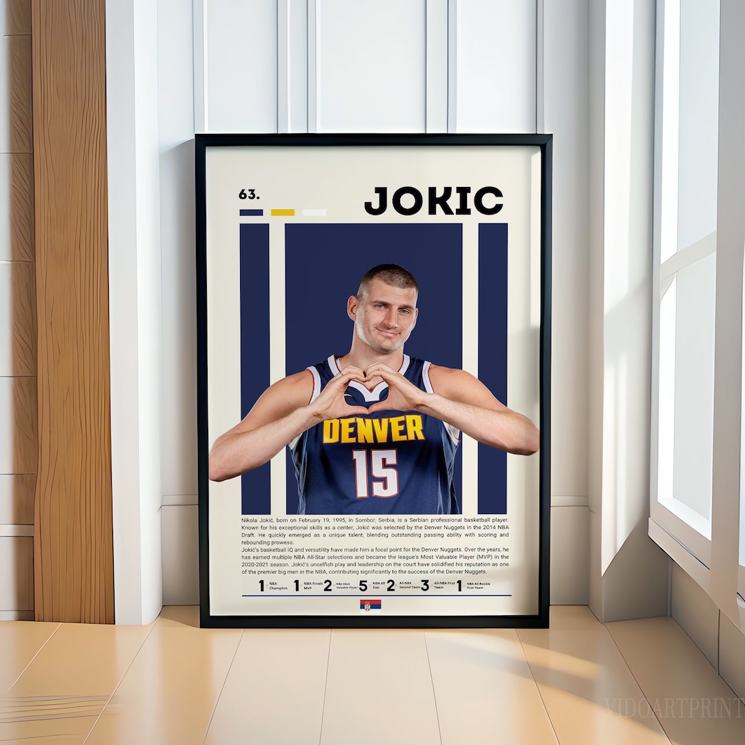 Nikola Jokic Poster, Basketball Poster, Denver Nuggets Poster ...