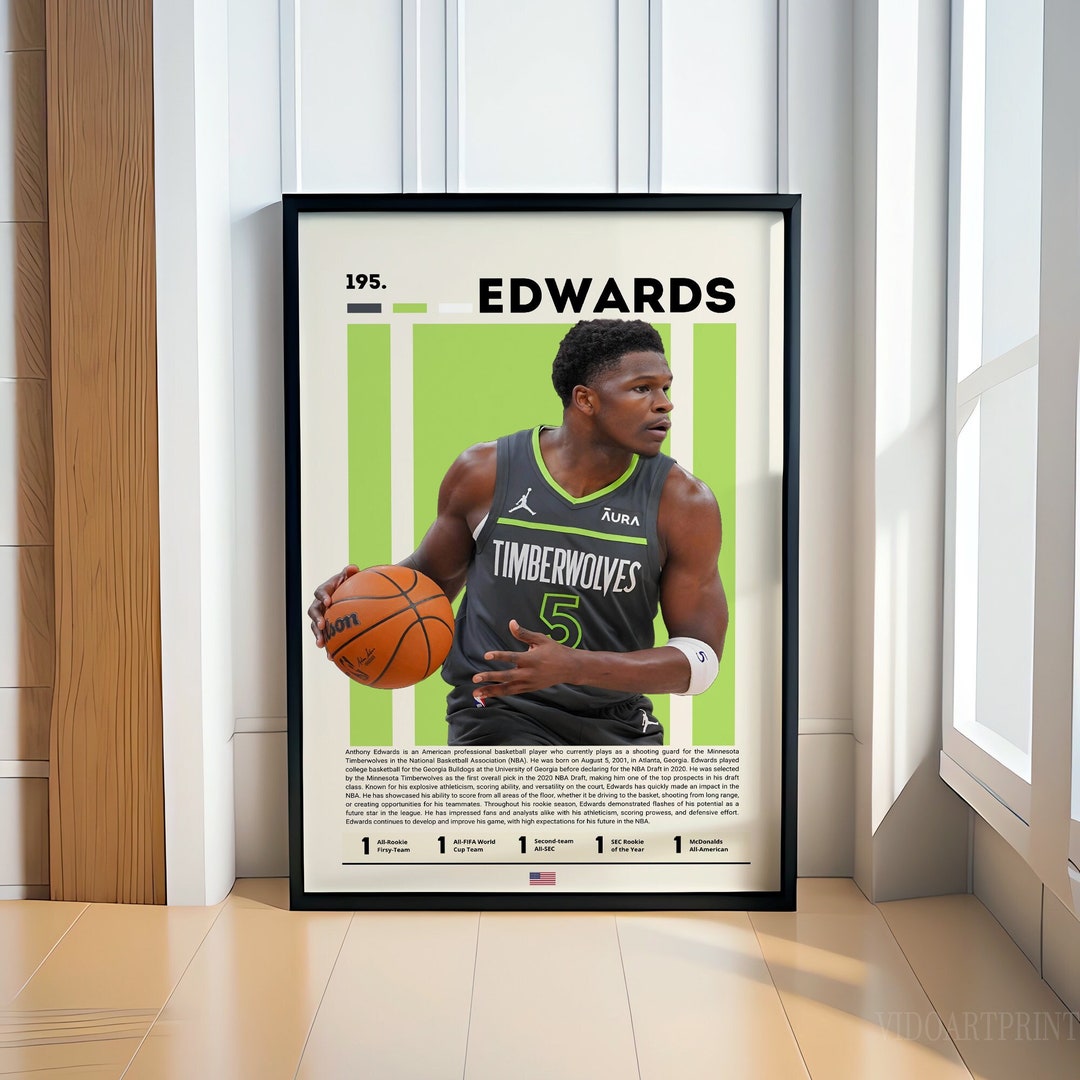 Anthony Edwards Poster, Basketball Poster, Motivational Poster, NBA Decor, Fitness Poster ...
