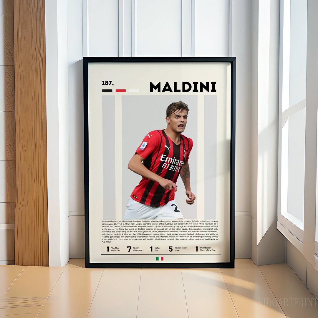 Paolo Maldini Poster, Soccer Poster, Sports Poster, Motivational Poster ...