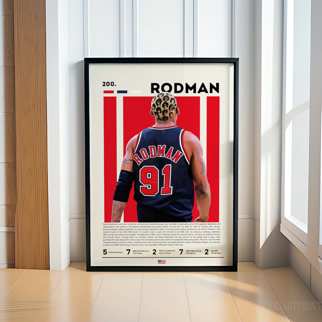 Dennis Rodman Poster, Basketball Legends Poster, Sports Poster ...