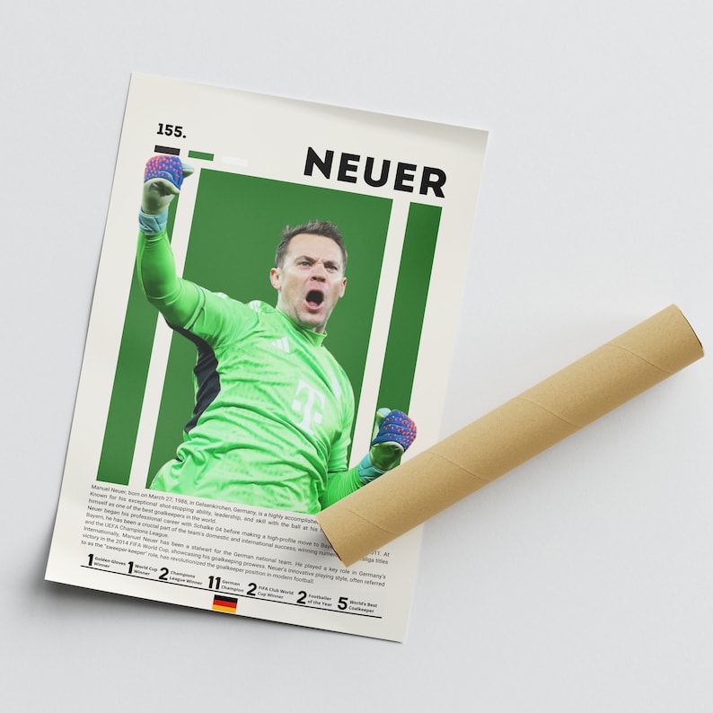 Manuel Neuer Poster, Digital Soccer Poster, Sports Poster, Motivational ...