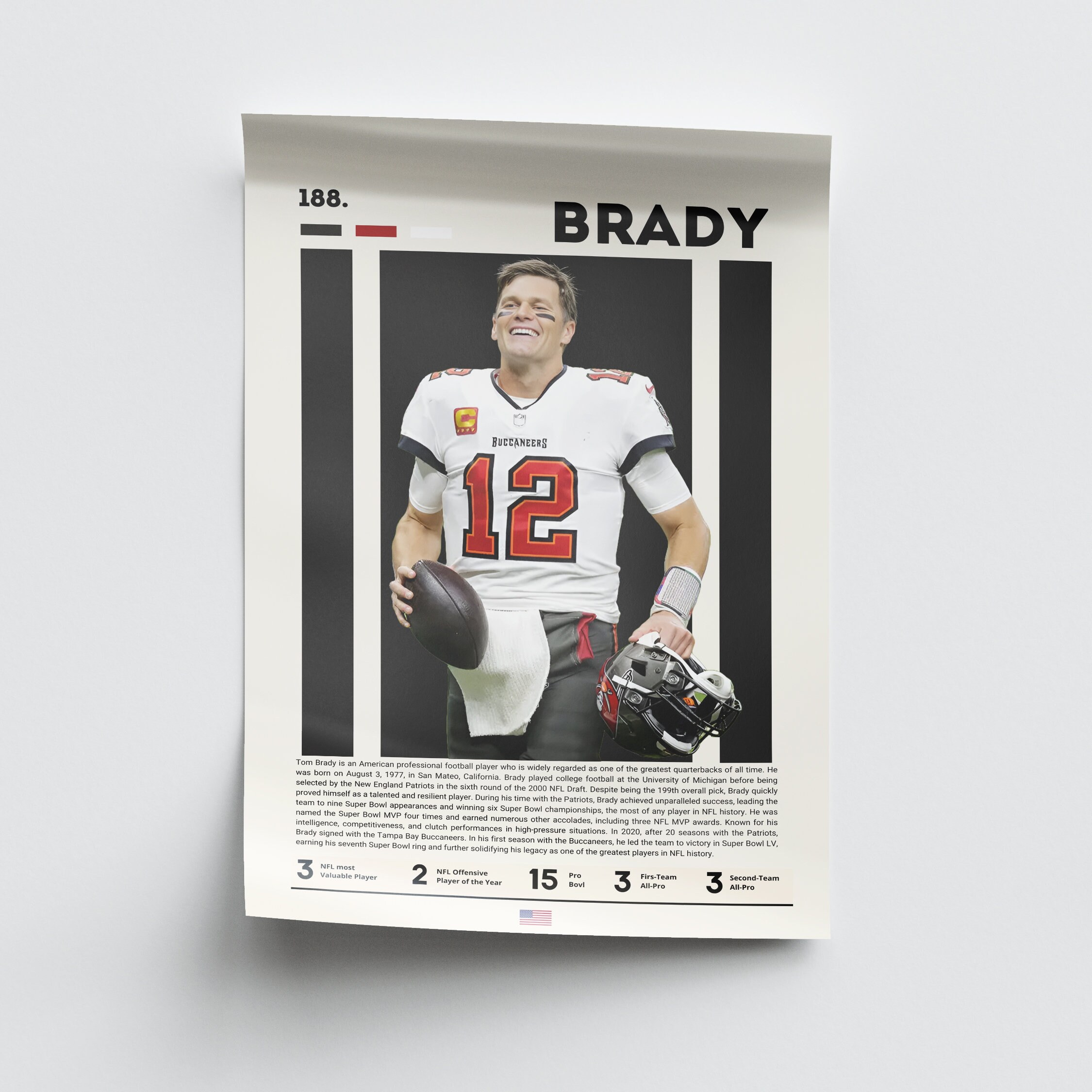 Tom Brady Poster, Football Poster, NFL Poster, Sports Poster, Football ...