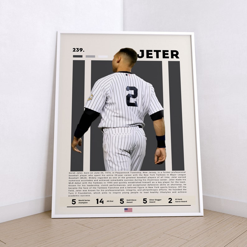 Derek Jeter Poster, Baseball Poster, Baseball Gifts for Boys, Baseball ...