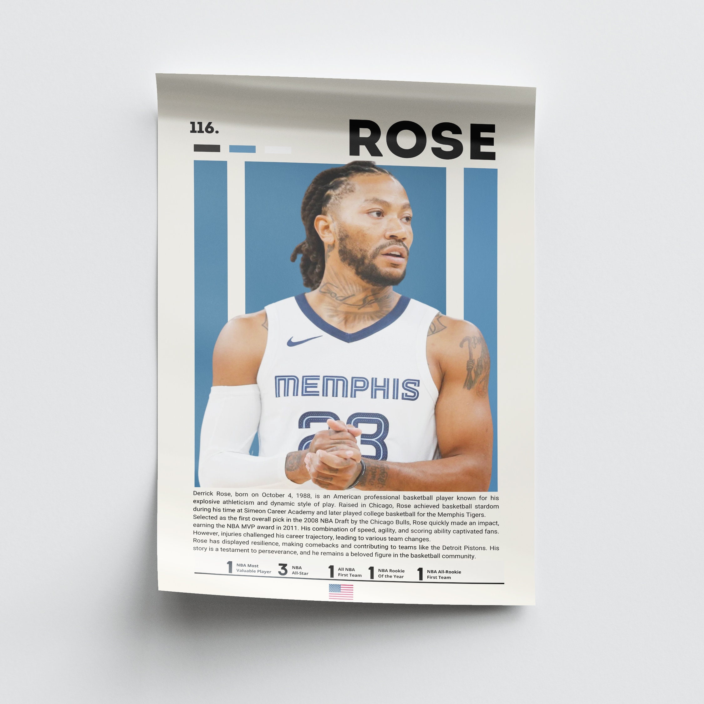 Derrick Rose Poster, Basketball Digital Poster, Sports Poster ...