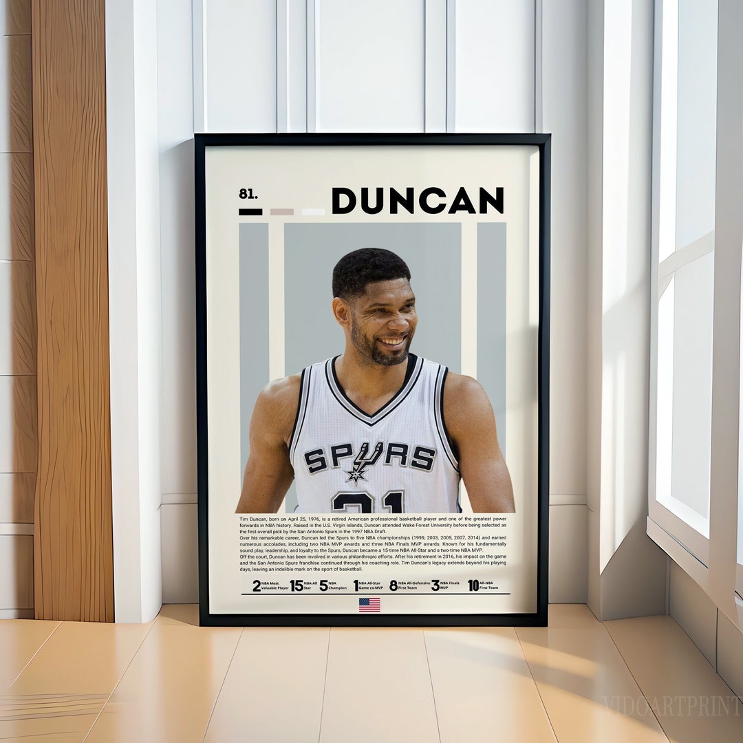 Tim Duncan Poster, Basketball Poster, San Antonio Spurs Poster ...