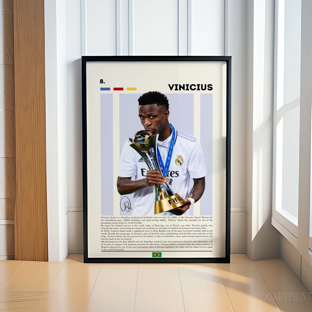 Vinicius Jr Poster, Madrid Football Print, Soccer Gifts, Sports Poster ...