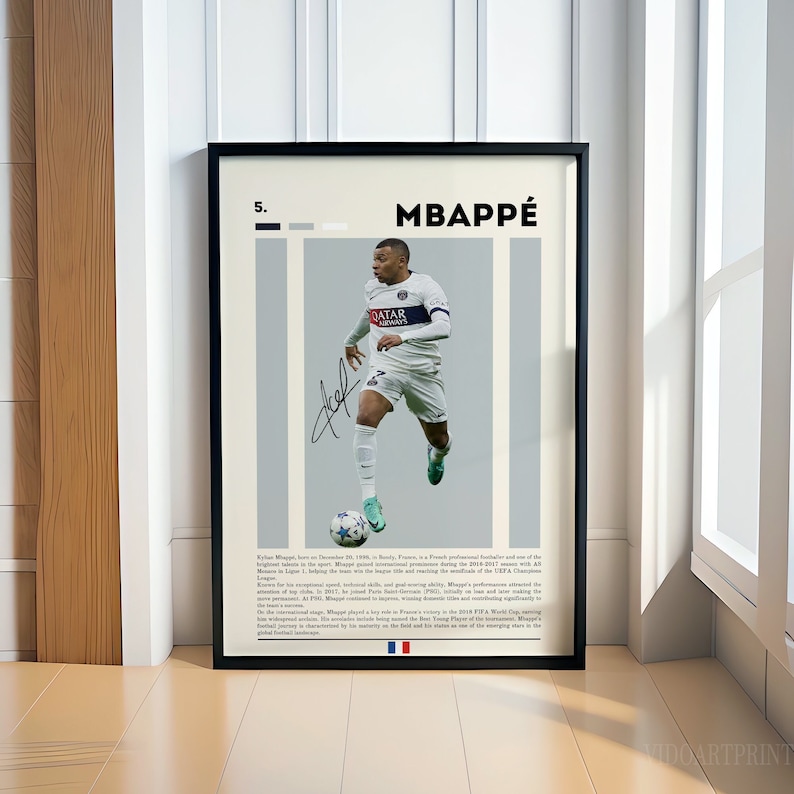 Kylian Mbappé Poster, Paris Saint Germain Gift, Soccer Gifts, Sports ...
