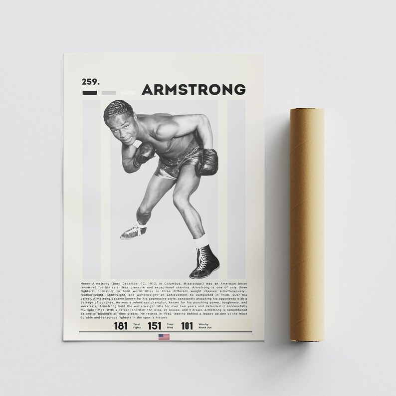 Henry Armstrong Poster, Boxing Poster, Sports Poster, Motivational ...